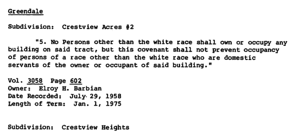 Discriminatory Covenants and Deed Restrictions in Wisconsin - WRA Action